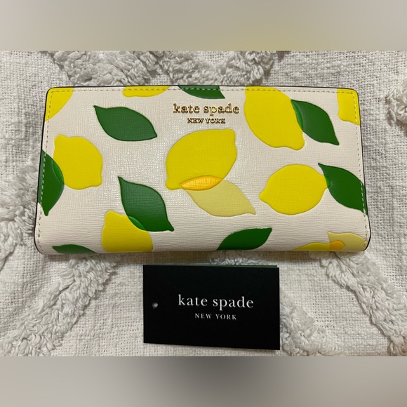 kate spade | Bags | Nwt Kate Spade Lemon Toss Embossed Morgan Slim ...